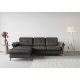 Sit & More sit&more Ecksofa &raquo;G&ouml;teborg&laquo; Sitztiefenverstellung und Federkern, wahlweise mit Bettfunktion grau B/H/T: 268cm x 90cm x 176cm, Luxus-Microfaser, 