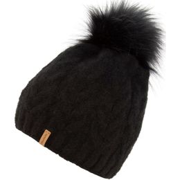 Chillouts Damen Chillouts Bommelm&uuml;tze &raquo;Flora Hat&laquo; mit abnehmbarem Kunstfell-Pompon, in Europa gefertigt schwarz Einheitsgr&ouml;&szlig;e