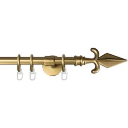 Garesa Gardinenstange &raquo;RUSTIKA&laquo; &Oslash; 16 mm 1 l&auml;ufig-l&auml;ufig Wunschma&szlig;l&auml;nge rustikale Vorhanggarnitur, verl&auml;ngerbar, m. Ringe, Endknopf Pfeil gold Metall B