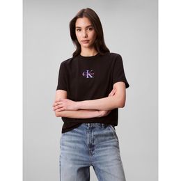 Calvin Klein Jeans Damen Kurzarmshirt &raquo;SS 20s CLASSIC LOGO TEE&laquo; Mit Glitzer-Logo schwarz L (42)