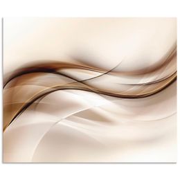 Artland K&uuml;chenr&uuml;ckwand &raquo;Braune abstrakte Welle&laquo; Alu Spritzschutz mit Klebeband, einfache Montage braun Aluminium B/H: 60cm x 50cm