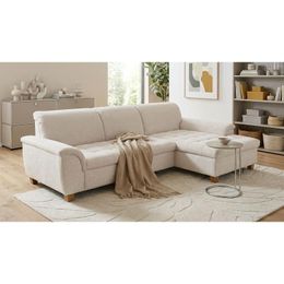 OTTO home Ecksofa &raquo;Egedal 279 x 170 cm, auch mit Schlaffunktion & Bettkasten, Holzf&uuml;&szlig;e&laquo; Kopfteile verstellbar, L-Form, aus pflegeleichtem Luxus-