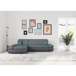 DOMO collection Ecksofa &raquo;MORIC 300x172 cm, XXL-Sofa mit viel Platz, L-Form, auch in Cord&laquo; wahlweise mit Bettfunktion und Armteilverstellung, grau-