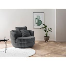 Home Affaire Drehsessel &raquo;MAISIE Cord, Love Seat XXL, Lese-Sessel BIG-&laquo; Sessel in MEGA CORD u. Web-Velours, 360 Grad drehbar grau Cord, B/H/T: 120cm x 
