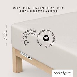 Schlafgut Spannbettlaken &raquo;PREMIUM Mako-Zwirn-Jersey, 220 g/m&sup2;, 95% Bio-Baumwolle, 5% Elasthan&laquo; Bettlaken bis 30 cm H&ouml;he, PREMIUM-Qualit&auml;t langlebig, perfekter 