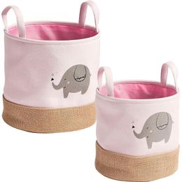 zeller Aufbewahrungskorb &raquo;Elefant&laquo; Niedliches Elefanten Tiermotiv rosa Polyester 2 Stk., B/H/T: 25cm x 25cm &Oslash; 25cm