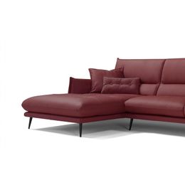 Egoitaliano Ecksofa &raquo;FUNNY, hochwertiges & aktuelles Design, bequeme R&uuml;ckenlehne, L-Form&laquo; hochwertiger Sitzkomfort, L-Form rot Leder B/H/T: 265cm x 90cm x 225cm, 