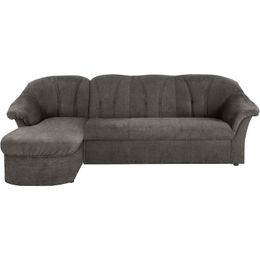 DOMO collection Ecksofa &raquo;Pegnitz, elegante R&uuml;ckensteppung, kompakte Stellma&szlig;e 238/141cm, L-Form&laquo; wahlweise mit Bettfunktion grau 95% Polyester, 5% 