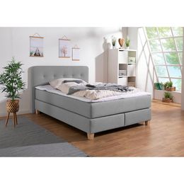 Home Affaire Boxspringbett &raquo;Fargo&laquo; inkl. Topper, in 3 Matratzenarten, in Samt- oder Strukturstoff grau Struktur fein (100% Polyester);Samtstoff (100% 