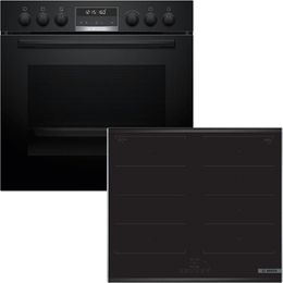 Bosch Flex-Induktions-Herd-Set &raquo;HEB578BB4&laquo; mit Backwagen Pyrolyse-Selbstreinigung Backwagen mit ausziehbarer T&uuml;r f&uuml;r bequemes Kochen & Backen schwarz 