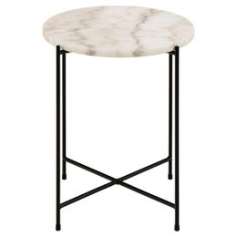 ACTONA GROUP Beistelltisch &raquo;Avila&laquo; Ecktisch, rund, Tischplatte aus Marmorstein, T: 52 cm wei&szlig; B/H/T: 42cm x 45cm x 42cm