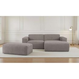 Inosign Ecksofa &raquo;Koa,228cm, L-Form, Modulsofa, Webstoff, Cord, Struktur, Chenille&laquo; Designsofa, Set, Hocker inklusive, weicher Lounge-Sitzkomfort 100% 