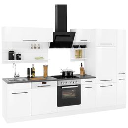 KOCHSTATION K&uuml;chenzeile &raquo;KS-Tulsa&laquo; ohne E-Ger&auml;te, Breite 300 cm, schwarze Metallgriffe, MDF Fronten wei&szlig; B/H/T: 300cm x 60cm