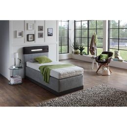 Westfalia Schlafkomfort Boxspringbett mit LED-Beleuchtung grau Bezug Obermatratze 100% Polyester, waschbar bis 60&deg;C;Bezug Unterbox und Kopfteil: Mikrofaservelours (100% 