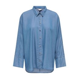 Only Damen Jeansbluse "ONLGRACE-CHARIS LIFE L/S SHIRT WVN CS FR", blau, Gr. M, unifarben, Web, Obermaterial: 100% Lyocell, Blusen, Viskose, Denim Look