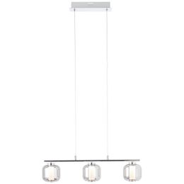 Brilliant Pendelleuchte &raquo;Rafa&laquo; LED-Modul 1 Stk. Warmwei&szlig; LED 3flg Balken chrom/rauchglas grau 3, H: 131cm, 1 Stk.