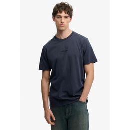 Superdry Herren Rundhalsshirt &raquo;MICRO LOGO T SHIRT&laquo; Loose Fit, aus Baumwolle und Single Jersey, mit Print, h&uuml;ftbedeckend blau S