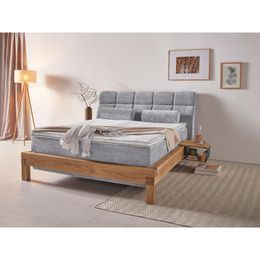 Home Affaire Boxspringbett &raquo;Villads&laquo; Liegefl&auml;che: 160/200 cm aus Balkeneiche, Inside-Boxspring-Unterbau grau Polyester Struktur (recyceltes Polyester)