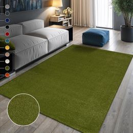 Sanat Teppich &raquo;UNI , auch als L&auml;ufer und Rund&laquo; rechteckig 13 mm H&ouml;he robuster Kurzflorteppich, gro&szlig;e Farbauswahl, Wohnzimmer, alle R&auml;ume gr&uuml;n Kunstfaser B :