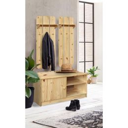M&ouml;bilia Schuhschrank 1 Stk. tlg. gefertigt aus massivem Kiefernholz beige Massivholz Natur, B/H/T: 91cm x 48cm x 38cm, T&uuml;ren: 1 Stk. 1 T&uuml;r, 2 offene F&auml;cher