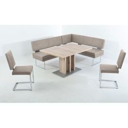 K+w Komfort & Wohnen K+W Komfort & Wohnen Essgruppe 4 Stk. tlg. langer Schenkel links oder rechts, 2 Freischwinger, 1 Funktionstisch grau B/H/T: 199cm x 89cm x 158cm, 