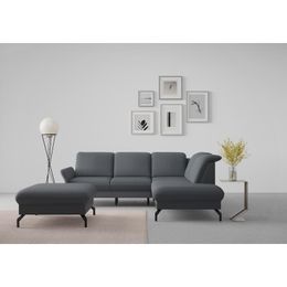 Sit & More sit&more Ecksofa &raquo;Fashion L-Form&laquo; wahlweise mit Kopfteilverstellung und Vorziehsitz, motorisch grau B/H/T: 250cm x 84cm x 207cm, Soft clean, Ottomane 
