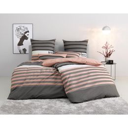 OTTO home Bettw&auml;sche &raquo;Majoran&laquo; 2 Stk. gestreifte Bettw&auml;sche, Marke H.I.S by OTTO home rot Biber, Obermaterial: 100% Baumwolle B/L: 155cm x 220cm, 1 
