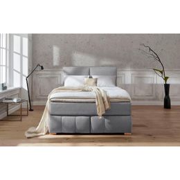 Home Affaire Boxspringbett &raquo;Wehma&laquo; inkl. Topper in 3 verschiedenen Matratzen, auch in Samtstoff grau Struktur fein (100% Polyester) Struktur fein, 