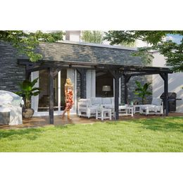 Skan Holz Terrassendach &raquo;Siena&laquo; grau Polycarbonat (PC) B/H/T: 648cm x 245cm x 400cm, farbig lasiert