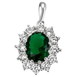 Firetti Damen Kettenanh&auml;nger &raquo;Schmuck Geschenk Silber 925 Halsschmuck Anh&auml;nger Lady D Diana Royal&laquo; mit Glasstein, Zirkonia (synth.) gr&uuml;n Silber 925 (