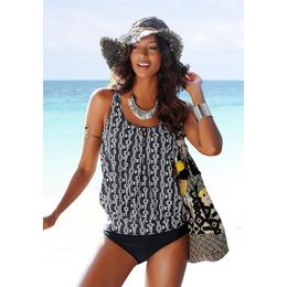 Lascana Damen Lascana Oversize-Tankini bauchbedeckende Oversize-Form, bis D-Cup geeignet schwarz 46, N-Gr
