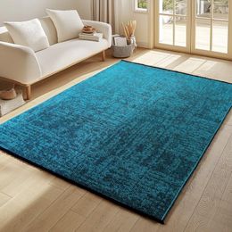 Ayyildiz Teppiche Teppich &raquo;SPACE 1900, auch als L&auml;ufer&laquo; rechteckig 7 mm H&ouml;he L&auml;ufer, Kurzflor, Boho, Vintage, Wohnzimmer blau Chenille B : 200cm 1 Stk., 7mm, L: 290cm