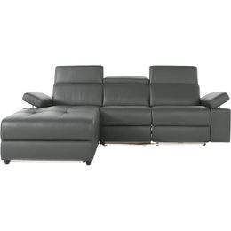 Home Affaire Ecksofa &raquo;Kilado, L-Form,&laquo; mit Relaxfunktion, verstellbarer Armlehne, Kopfteilverstellung grau Echtleder/Kunstleder B/H/T: 259cm x 98cm x 