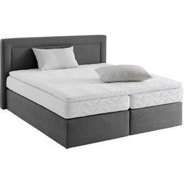 Westfalia Schlafkomfort Boxspringbett wahlweise mit Bettkasten und Topper grau Microvelours Mit Kaltschaum-Topper, ohne Bettkasten, Liegefl&auml;che B/L: 180cm x 200cm, Gewicht 
