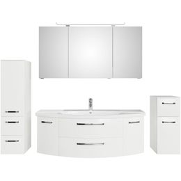 Badm&ouml;bel-Set &raquo;Serie 4010 4-teilig Keramik-Waschtisch mit LED-Spiegelschrank&laquo; Set wei&szlig; Holzwerkstoff B/H/T: 204cmcm x 200cmcm x 49,5cmcm
