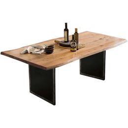 Sit Baumkantentisch &raquo;Dublin aus Akazie mit Metallgestell im Used Look&laquo; 1 Stk. tlg. 36 mm starke Akazienplatte mit Baumkante wie gewachsen beige Akazie