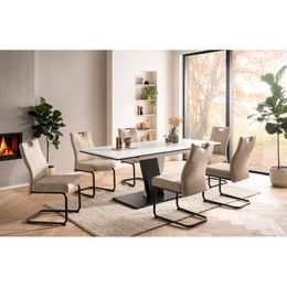 OTTO home Essgruppe &raquo;"Altona", Esstisch ausziehbar plus 6 St&uuml;hle&laquo; Esstisch ausziehbar 140 - 180 cm, 6 Freischwinger, 7 tlg. tlg. S&auml;ulentisch 140-