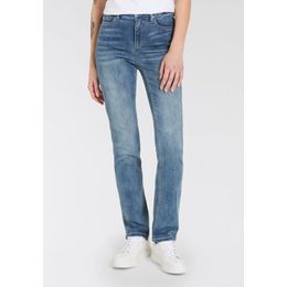 Arizona Damen Gerade Jeans &raquo;Ultra-Stretch&laquo; Used-Look-Waschung blau 21, K + L Gr