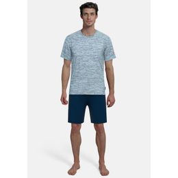 Tom Tailor Herren Tom Tailor Shorty &raquo;Kilkenny&laquo; 2 tlg. Mit Muster, Kurzarm, Rundhalsausschnitt, kurze Hose, Baumwollmix blau 52L