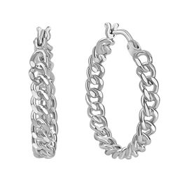 Firetti Damen Paar Creolen &raquo;Schmuck Geschenk Silber 925 Ohrschmuck Ohrringe Panzerkettengliederung&laquo; 24mm, Silber 925 (Sterlingsilber)