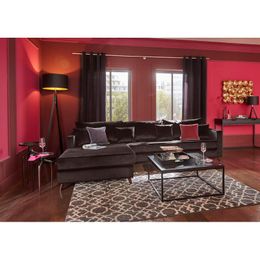 Home Affaire Ecksofa &raquo;Renesse L-Form&laquo; lose Kissen, Keder an Sitzkissen braun Samtvelours 100% Polyester;Luxus-Microfaser ALTARA NUBUCK (100% Polyester