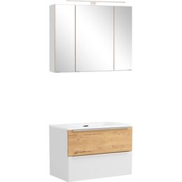 Welltime Badm&ouml;bel-Set &raquo;TRIENT, Set: Spiegelschrank und Waschtisch&laquo; 2 Stk. tlg. wei&szlig; MDF B/H/T: 80cmcm x 200cmcm x 47cmcm