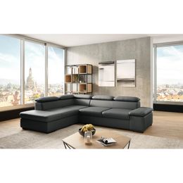 Sit & More sit&more Ecksofa &raquo;Alcudia L-Form&laquo; mit Armteilverstellung, optional Kopfteilverstellung & Schlaffunktion grau NaturLEDER B/H/T: 272cm x 73cm x 226cm, 