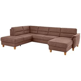 Home Affaire Wohnlandschaft &raquo;Palmera U-Form, B: 308 cm&laquo; optional Schlaffunktion & Bettkasten, Federkern braun 100% Polyester;Struktur (100% Polyester)