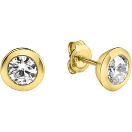 Firetti Damen Paar Ohrstecker &raquo;Schmuck Geschenk, Ohrringe Solit&auml;r, Silber 925&laquo; mit Zirkonia (synth.) gold 8,5mm, Silber 925 (Sterlingsilber)
