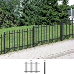 Alberts Metallzaun &raquo;Chaussee&laquo; H&ouml;he: 100 und 120 cm, Gesamtl&auml;nge: 10 m, zum Einbetonieren grau Aluminium H/L: 100cm x 10m, Pfosten: 6 Stk.