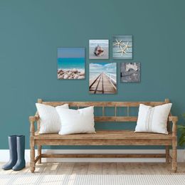 Art for the home Leinwandbild &raquo;Set Strand&laquo; Art Landschaft Set, 5 Stk. tlg. SET 5-teilig Strand 80 x 60 cm bunt Leinwand B/H/T: 60cm x 80cm x 2,5cm, 