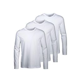 MAN'S WORLD Man's World Herren Langarmshirt &raquo;neue Farbe !&laquo; 3er-Pack, Langarm, unifarben, aus Baumwolle, im 3er-Pack wei&szlig; 52/54 (L)