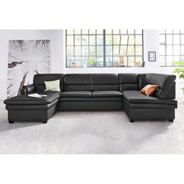 Sit & More sit&more Wohnlandschaft &raquo;Pisa U-Form&laquo; mit Federkern, wahlweise mit Schlaffunktion schwarz Flachgewebe (100% Polyester);Luxus-Microfaser1 (100% 