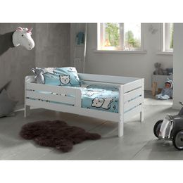 Vipack Kinderbett &raquo;Junior, Kiefermassiv mit umlaufendem Absturzschutz und Rolllattenrost&laquo; B/H/T ca. 143,6x56x70cm, mit niedrigem Betteinstieg, wahlweise in 2